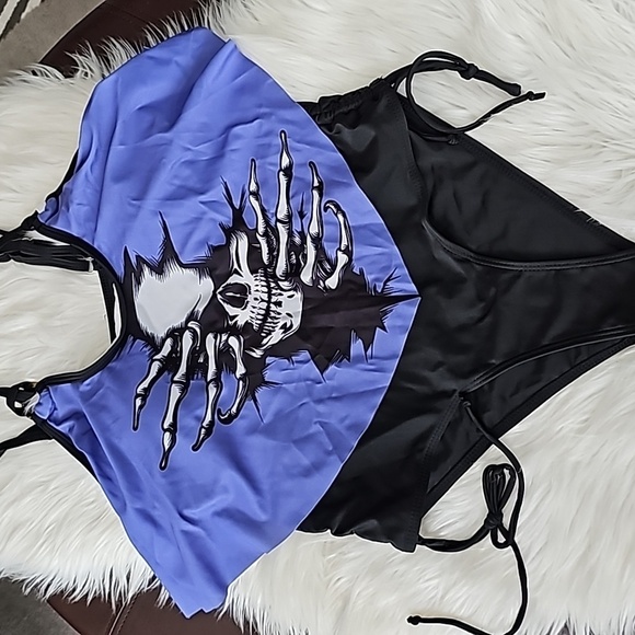 Moon Goddess Boutique | Swim | Skull Print Strappy Tankini Set Skeleton ...